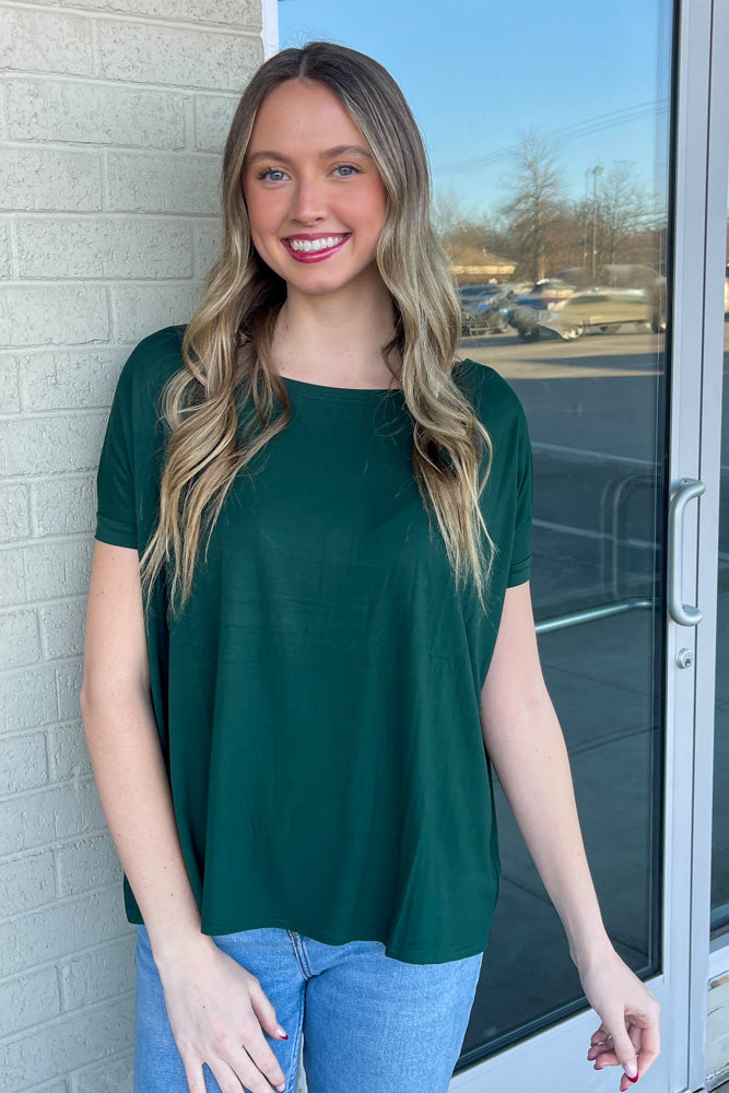 Short Sleeve Piko Top - Jade Forest – Simply Dixie Boutique