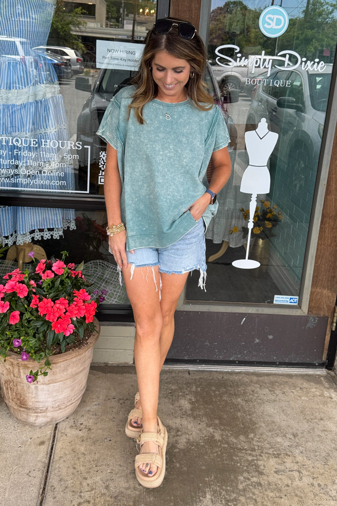 Zenana-French Terry Acid Wash Hi-Low Top – Simply Dixie Boutique